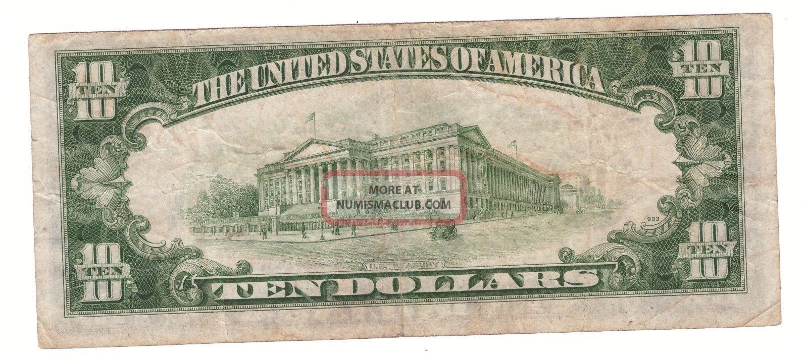 1934 - A $10 Federal Reserve Note Vf