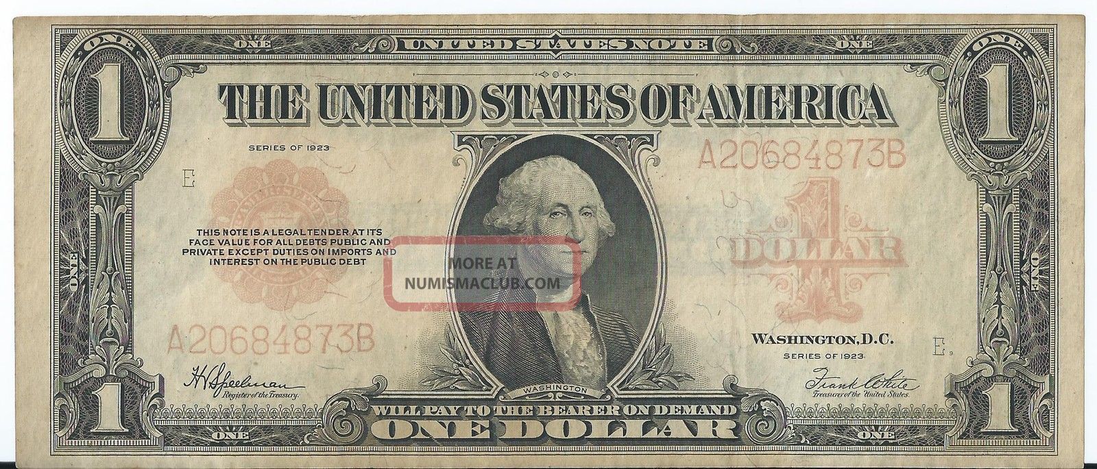 1923 $1 United States Note - Au - Fr 40 - Us Ship - Lt 3rd Printing