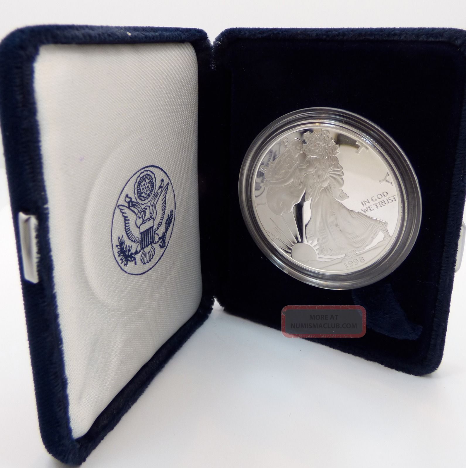 1998 American Eagle One Ounce Proof Silver Bullion Coin One Dollar In Case