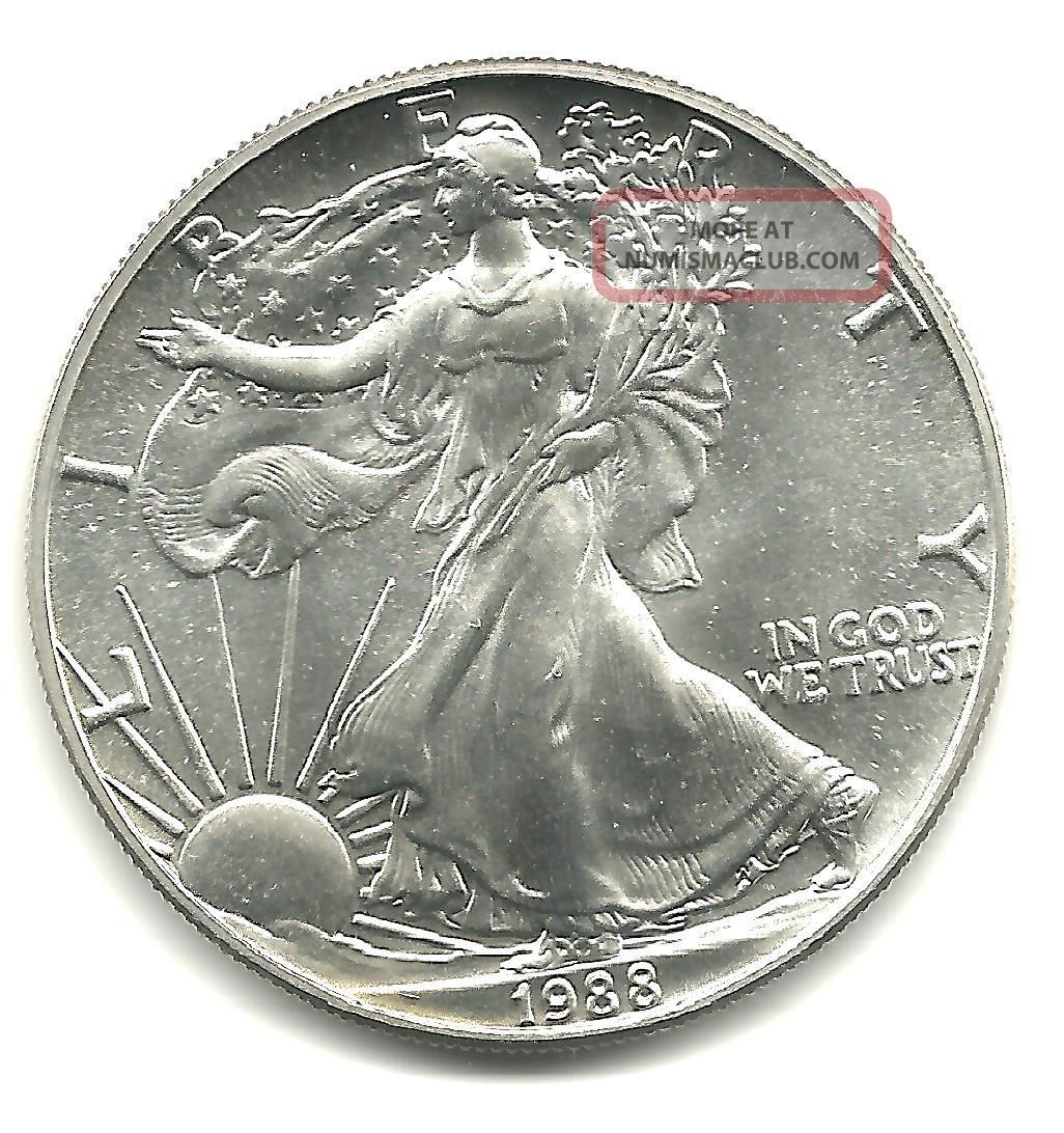 1988 Ungraded 1 Oz Silver American Eagle Dollar