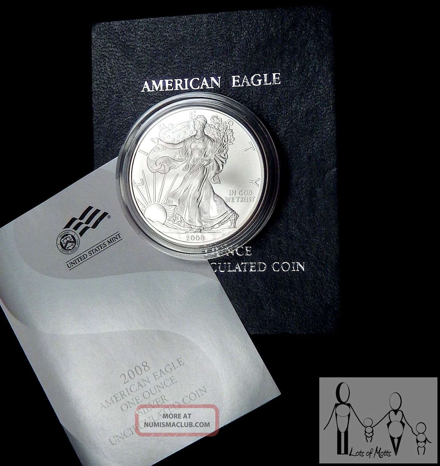 2008 W Gem Bu Uncirculated American Silver Eagle 1 Oz. . 999 Fine