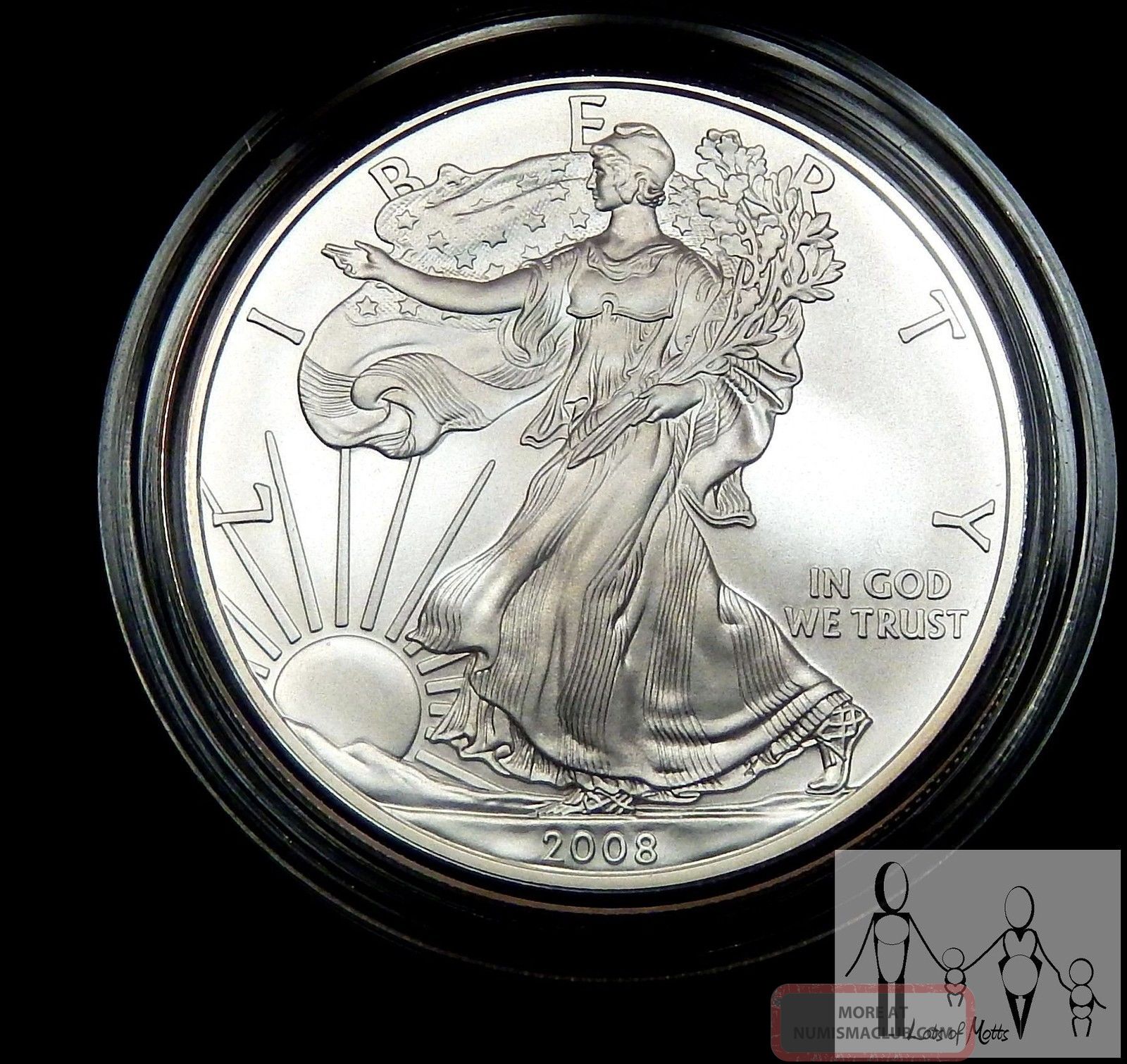 2008 W Gem Bu Uncirculated American Silver Eagle 1 Oz. . 999 Fine