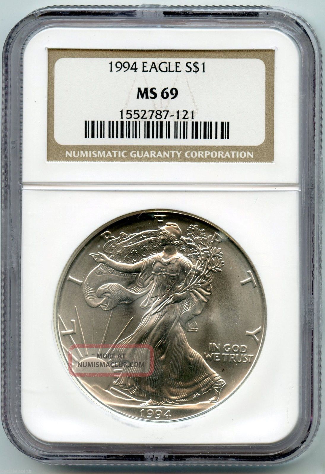 1994 Ngc Ms 69 American Eagle Silver Dollar - 1 Oz Troy - S1s Ks448