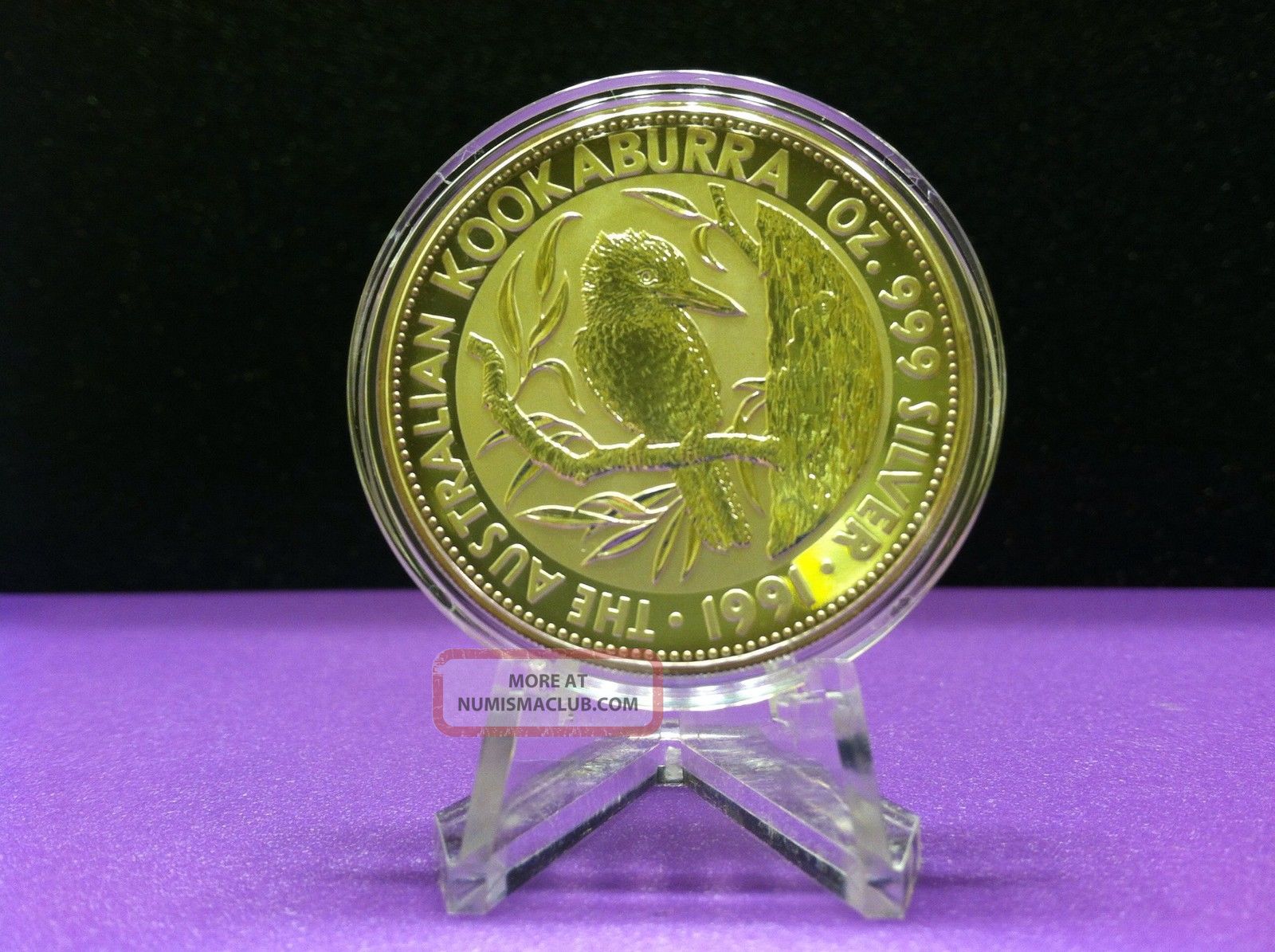 1991 $5 Australian Kookaburra 1 Troy Oz. 999 Silver Round In H40 Airtite