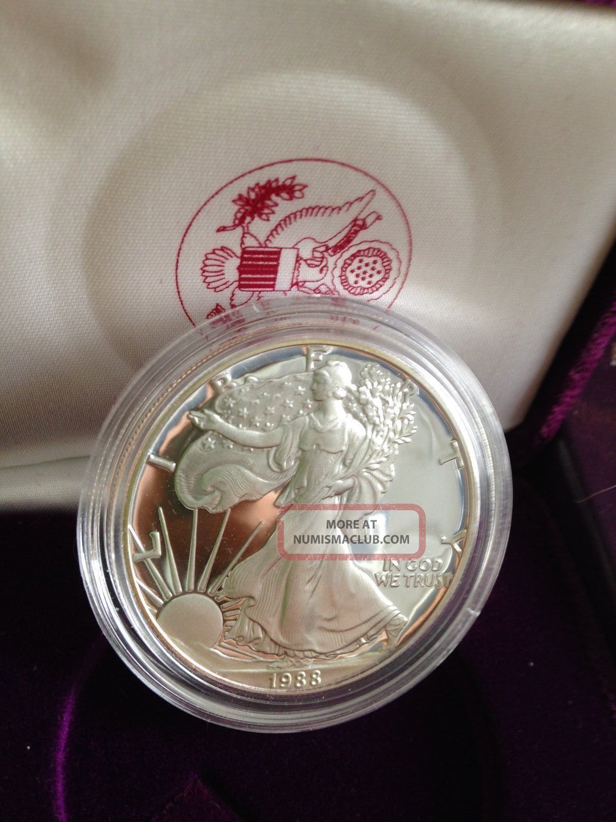 1988 Proof Silver Eagle Bullion Coin With And Gov Box