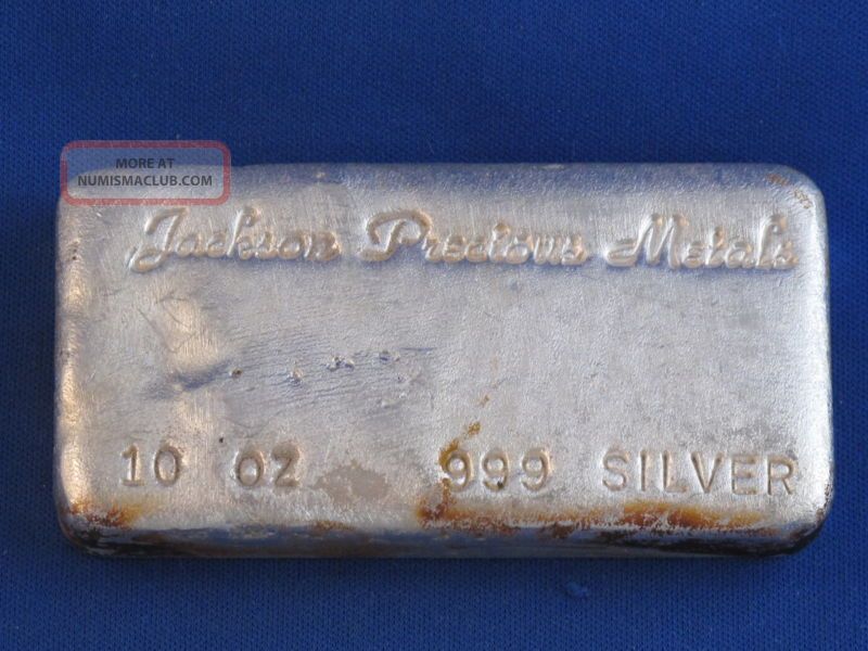 Jackson Precious Metals. 999 10 Oz Ingot Poured B4153