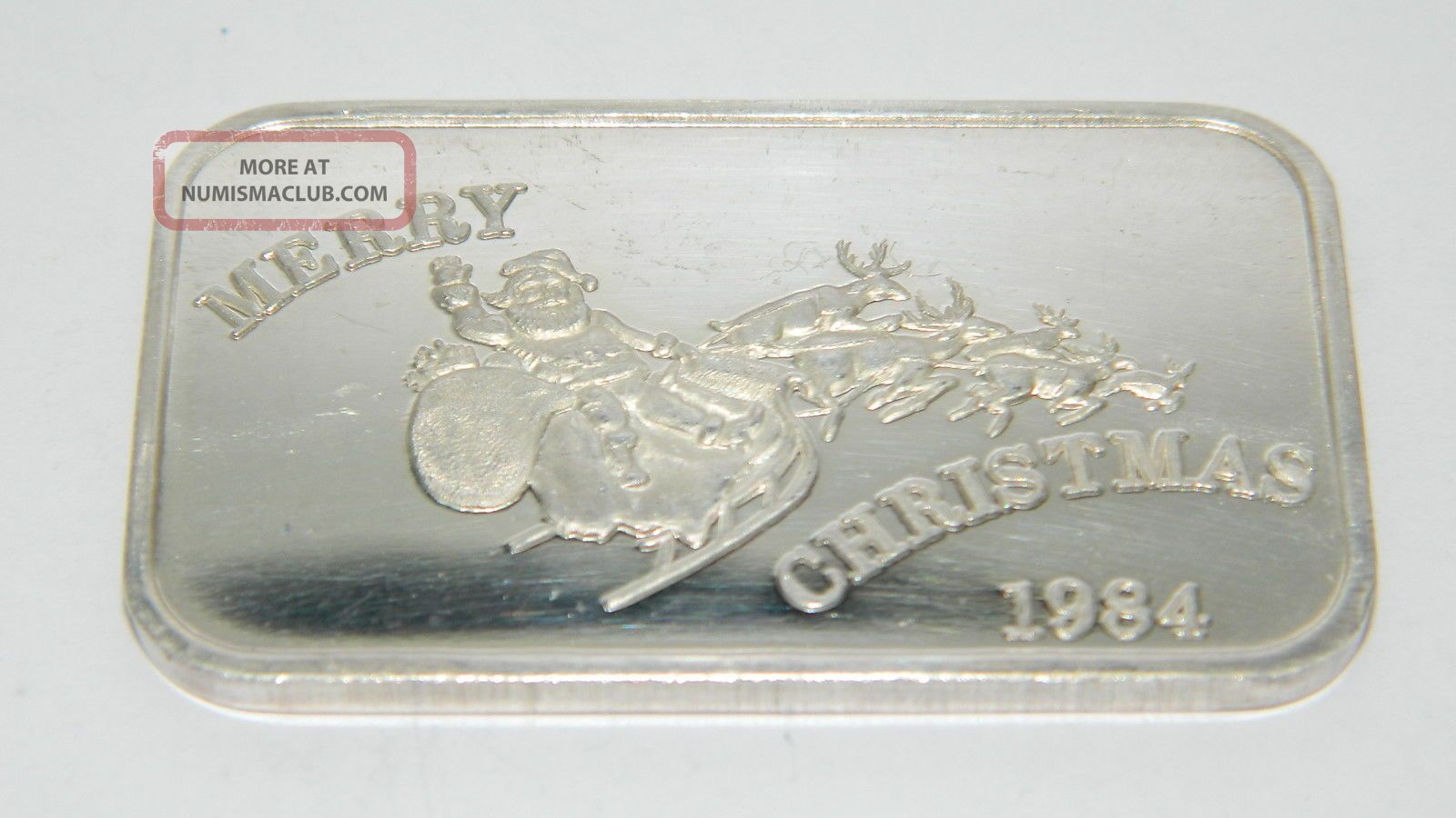 1984 Merry Christmas Santa, Sleigh And Reindeer 1oz. 999 Fine Silver Ag109