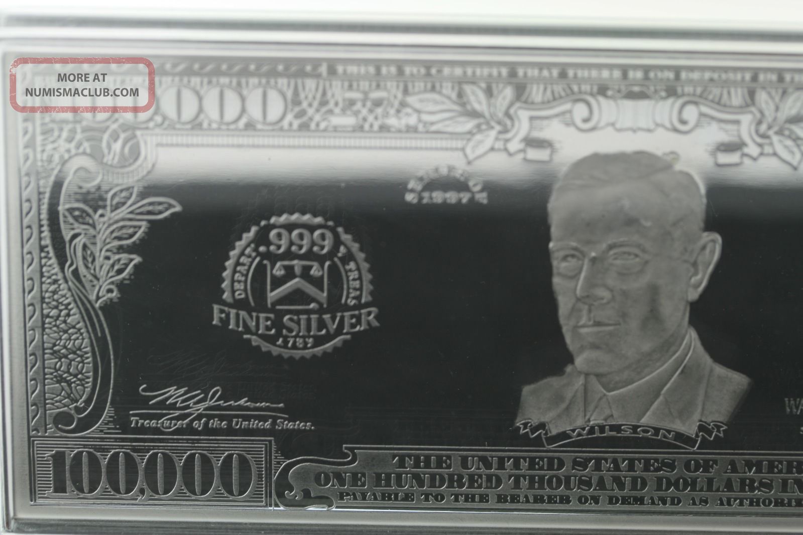 $100, 000. 999 4oz Silver Proof F/ The Washington W/ Box & Papers