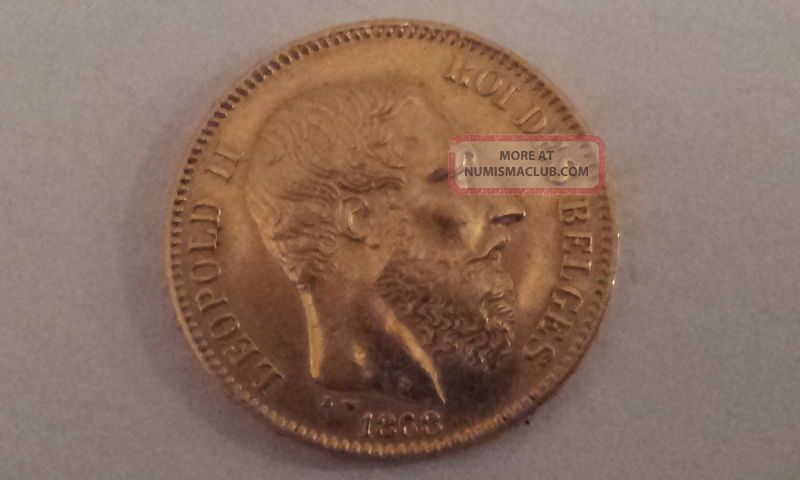 Rare 1868 Leopold 11 (long Beard) Belgium 20 Franc Gold Coin.