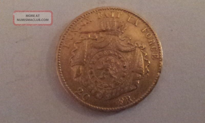 Rare 1868 Leopold 11 (long Beard) Belgium 20 Franc Gold Coin.