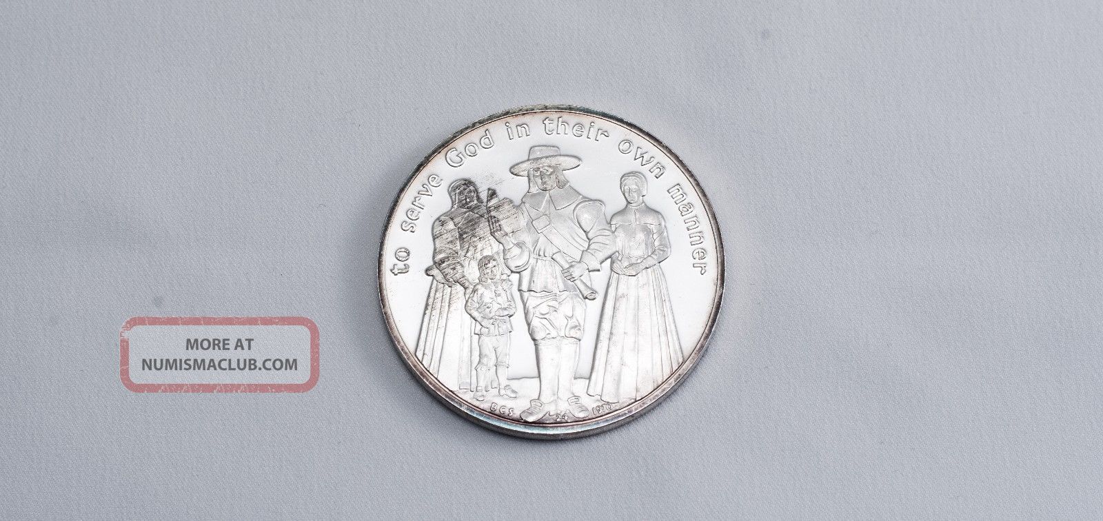 1970 Franklin Mayflower 350th Anniversary 1. 45oz. 999 Fine Silver Art ...