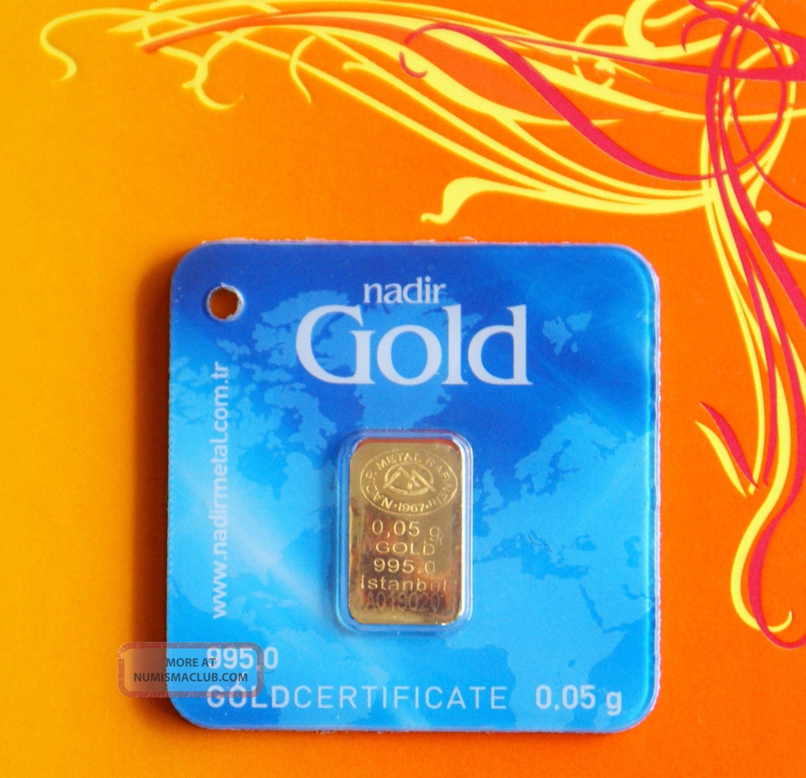 995 Nadir Gold Bar 0. 05 Gram Pure Gold Ingot (great Investment Starter)