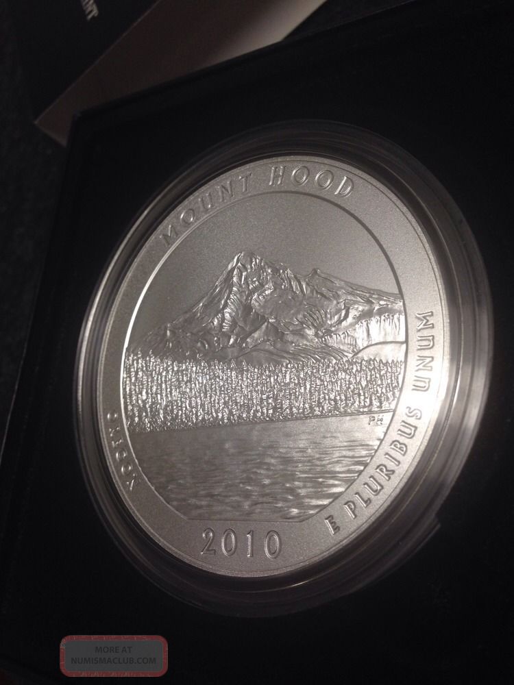 2010 P Mount Hood 5oz Silver Atb Coin - W/us & Np5