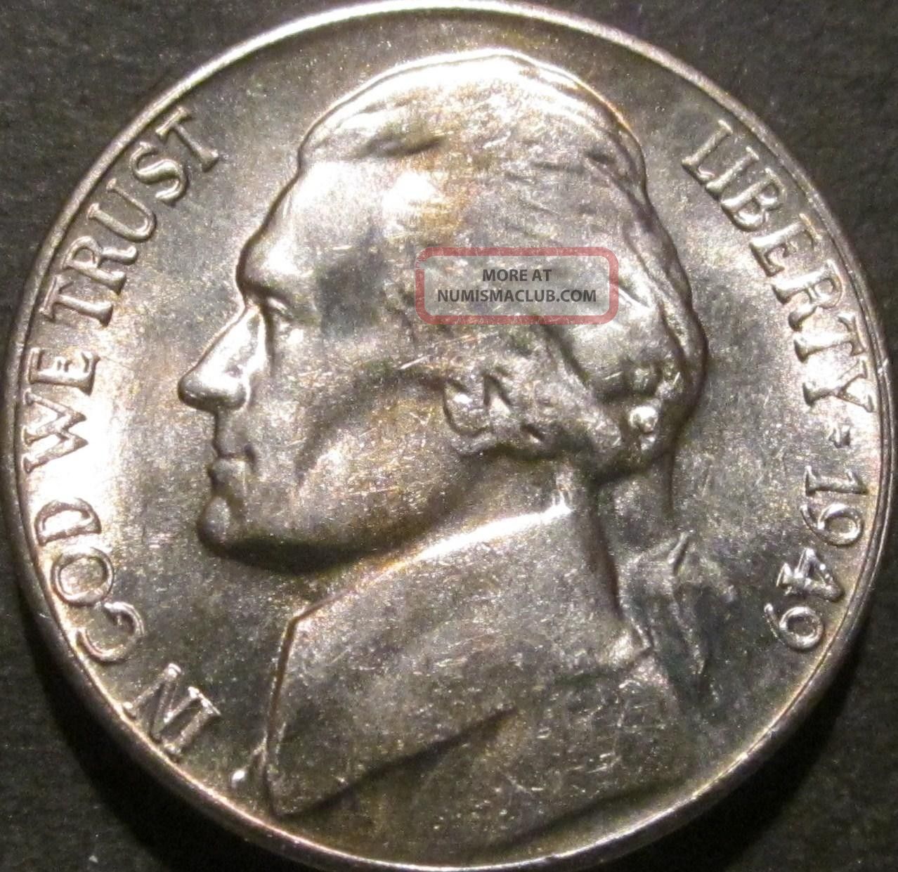 1949 - S Jefferson Nickel Gem Bu Uncirculated