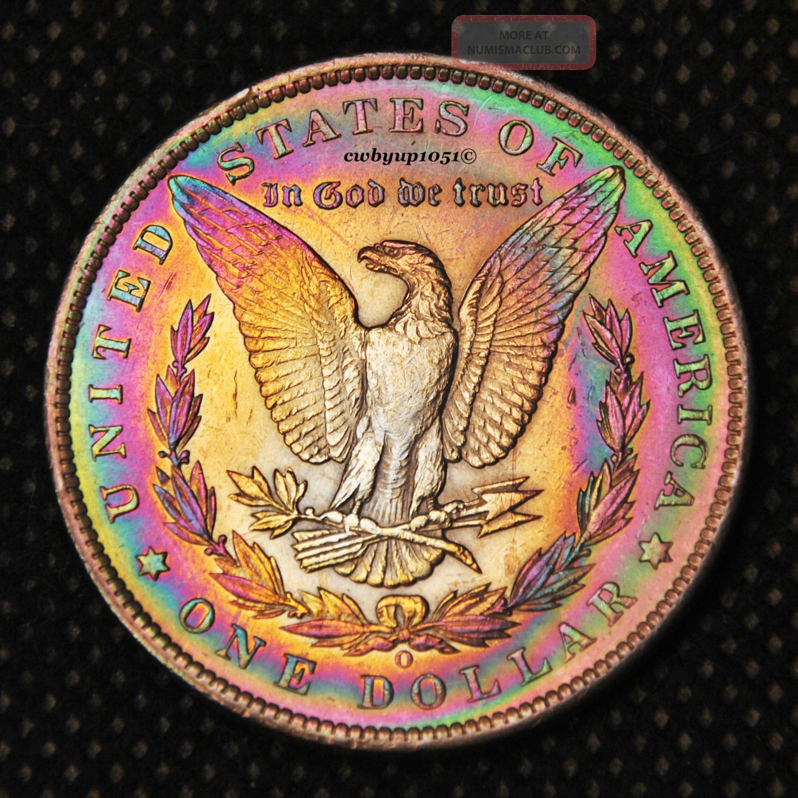 1885 O Morgan Silver Dollar Rainbow Toned Cartwheel Luster Xf+/au