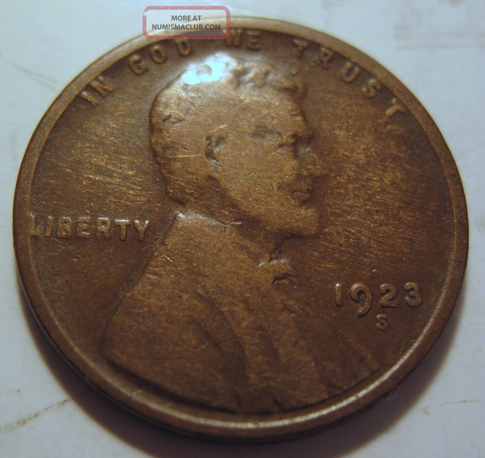 1923 S Lincoln Wheat Cent Coin One Penny (322ao)