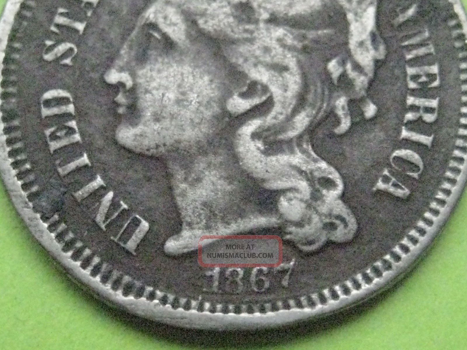 1867 Three 3 Cent Nickel - Civil War Type Coin