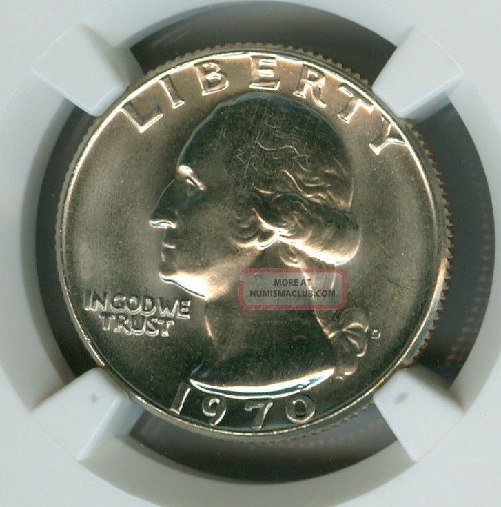 1970 - D Washington Quarter Ngc Ms66 Pq