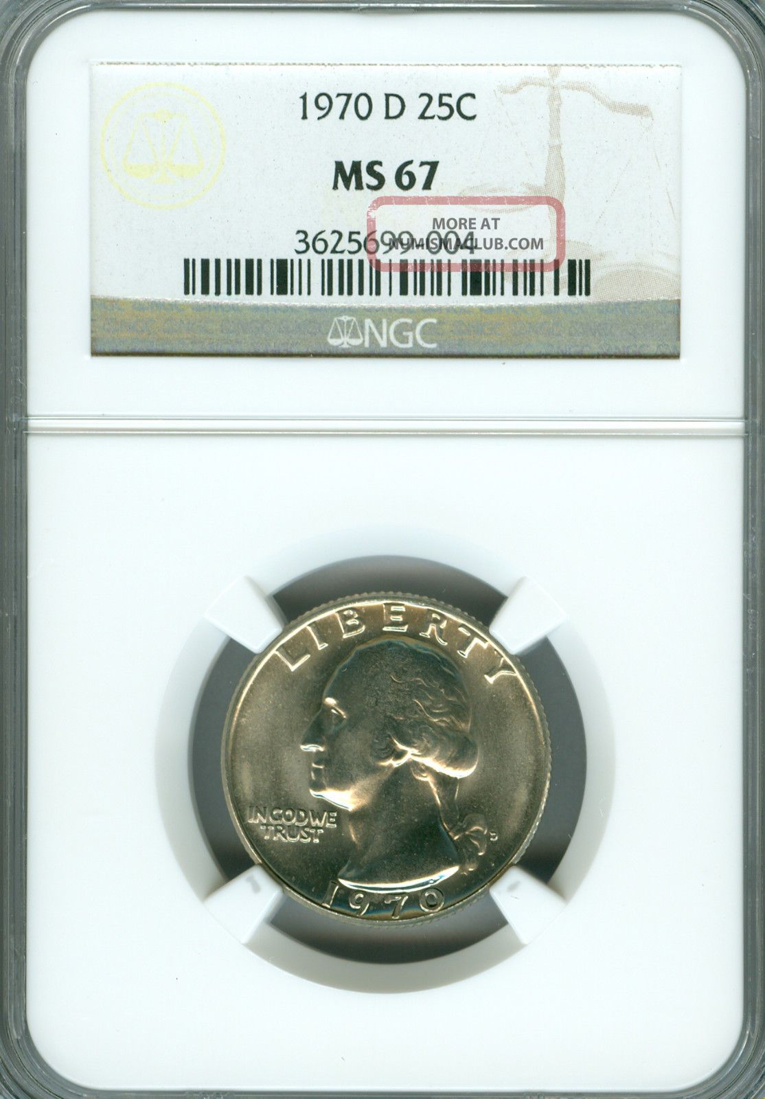 1970 - D Washington Quarter Ngc Ms67 Finest Registry