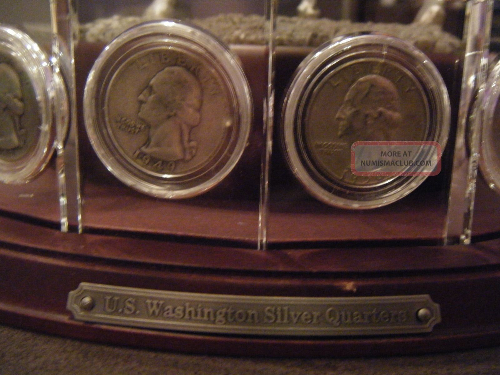 18 Washington Silver Quarters 1932 - 1964 (90% Silver) In Crystal W ...
