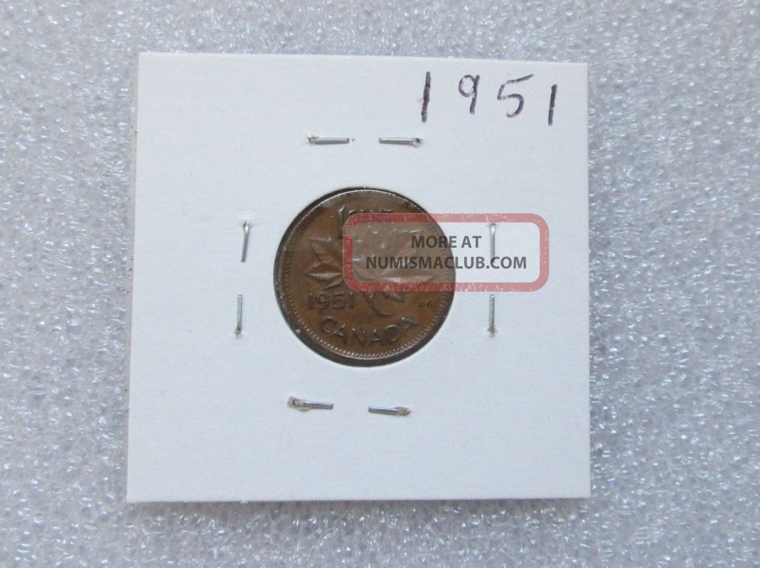 1951 Canadian Penny Coin 1 Cent Coin.
