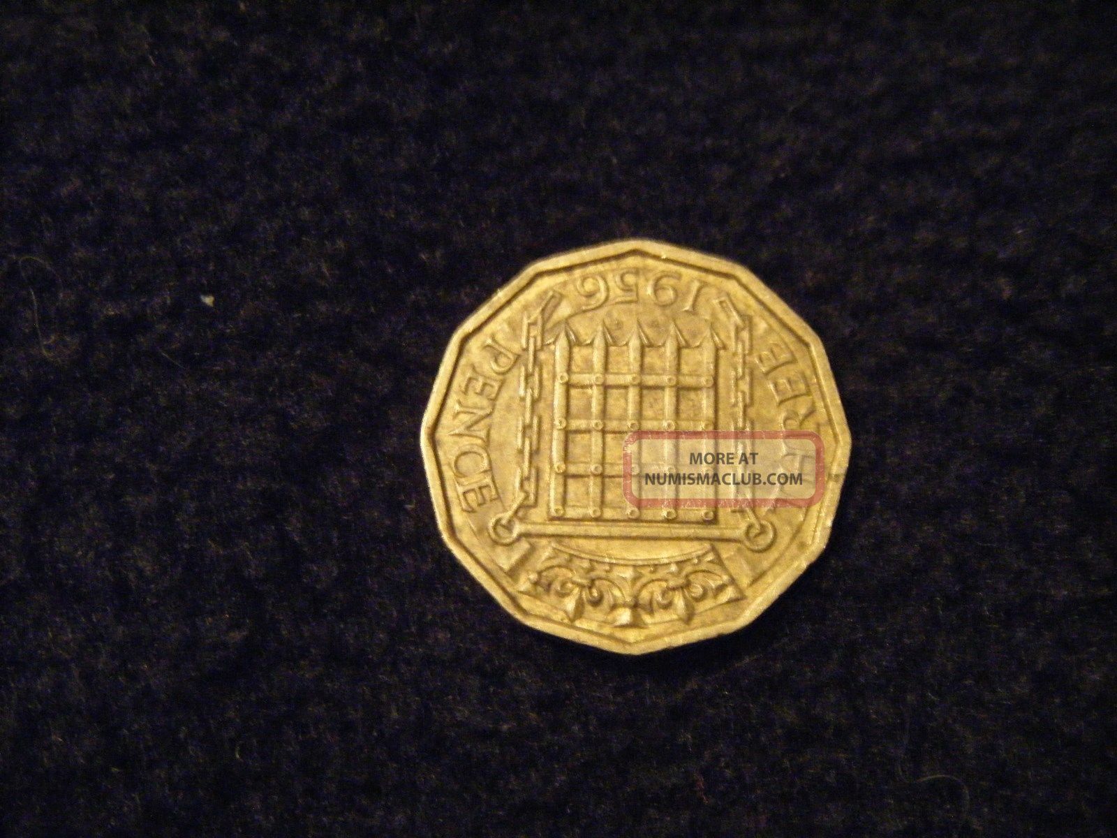 Great Britain 3 Pence, 1956, Crowned Portcullis