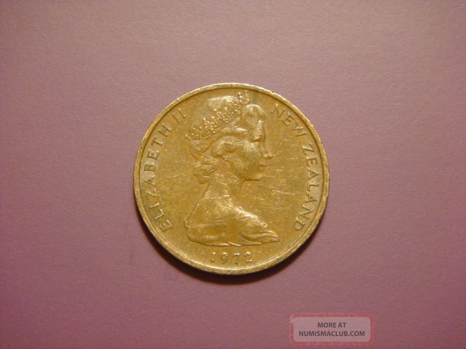 Zealand 1 Cent, 1972 Coin. Silver Fern Leaf