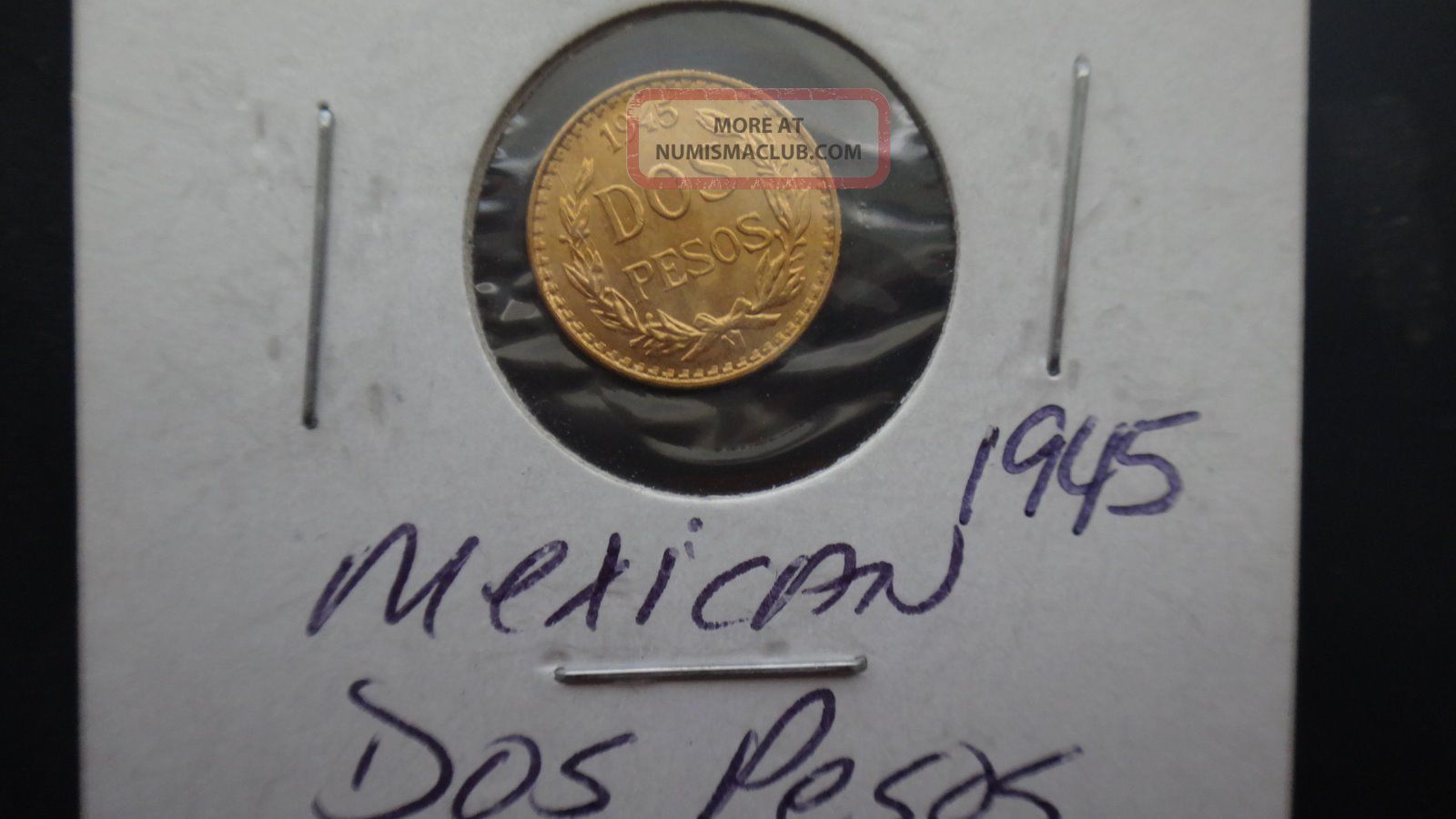Mexico 2 Pesos, 1945 Gold Coin Xf