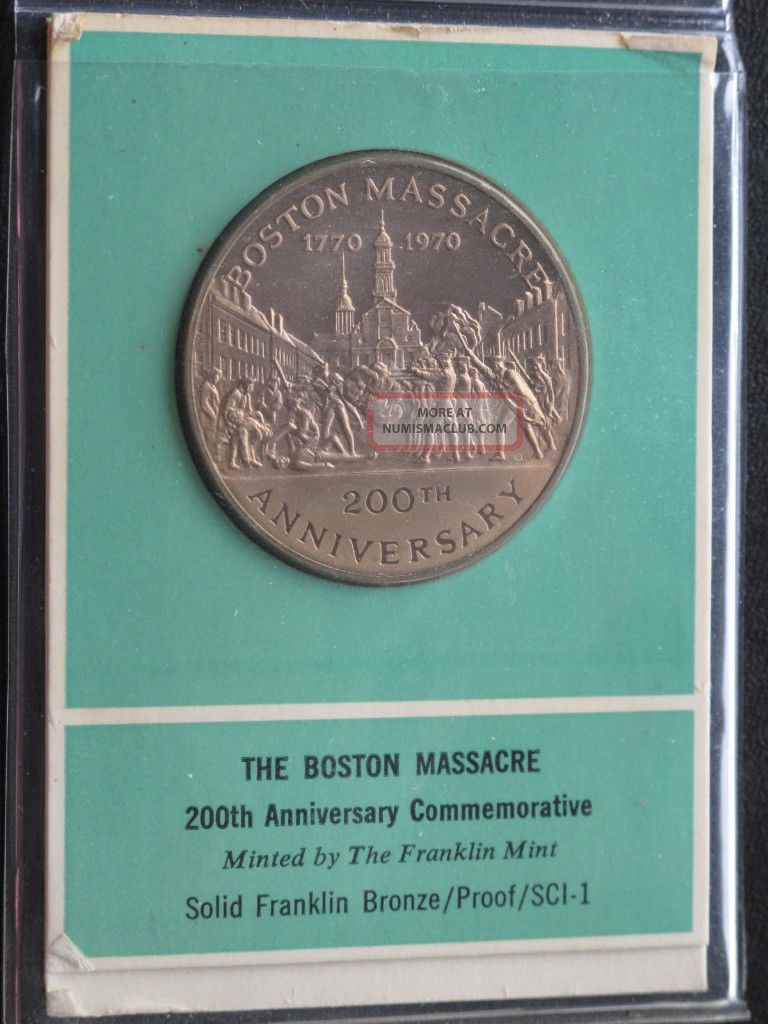 The Boston Massacre 200th Anniversary Bronze Medal Franklin C0702