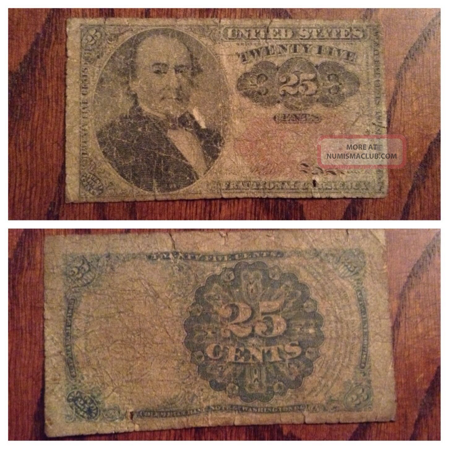 Vintage 25 Cents Fractional Currency Fr. 1308 Robert Walker 1874 Old ...