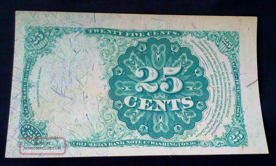 1874 25 Cents Fractional Currency In Au