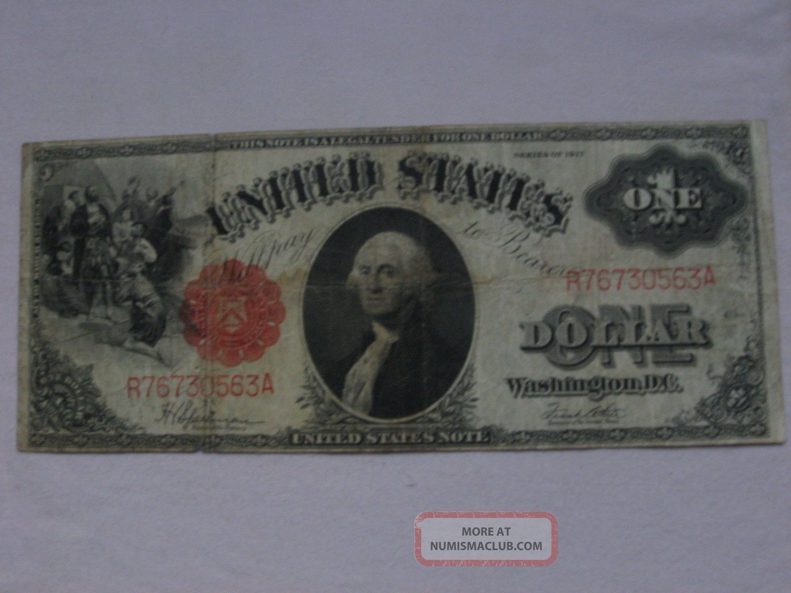 1917 U. S. Large One Dollar Bill, Red Seal Circulated