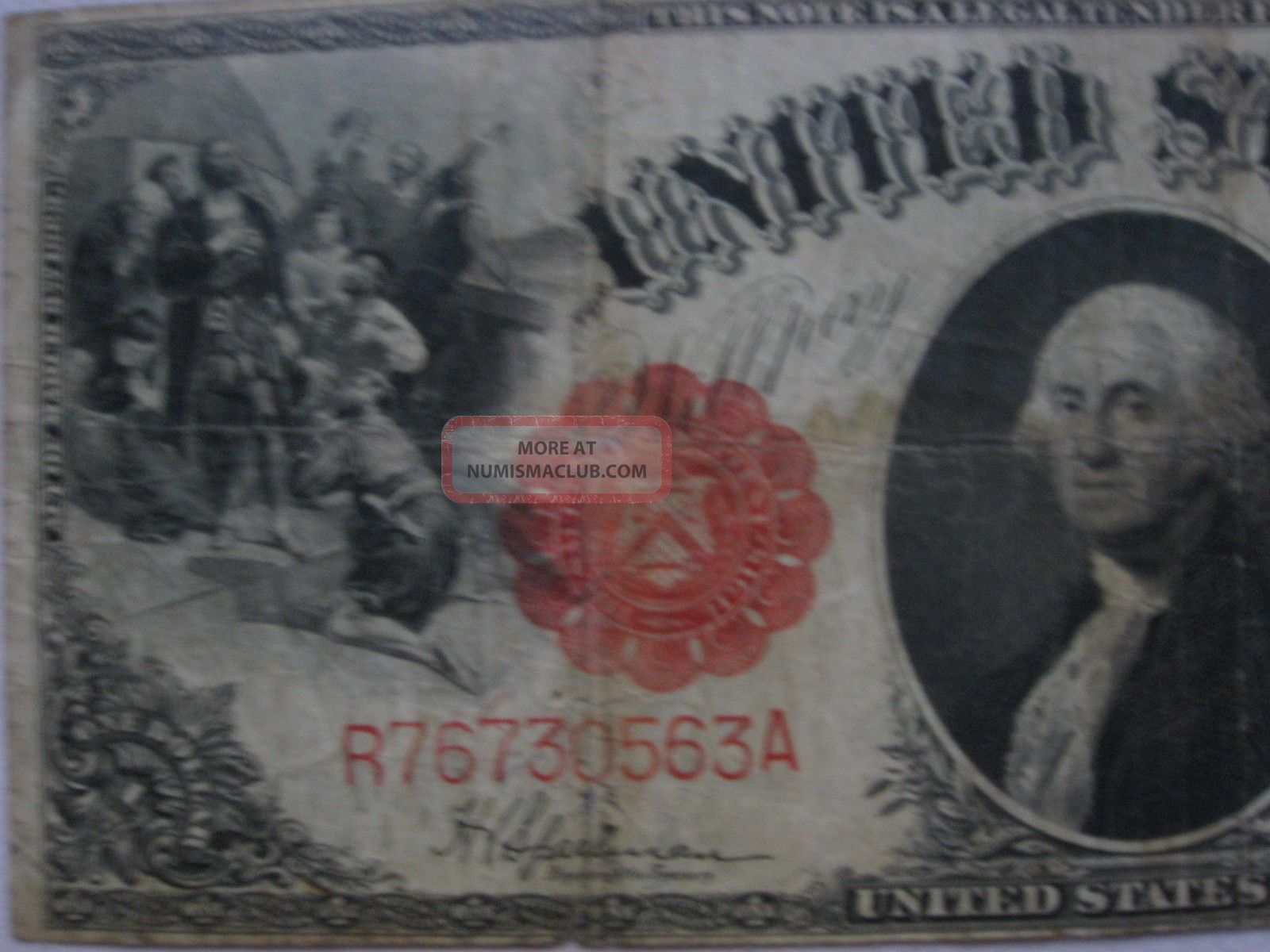 1917 U. S. Large One Dollar Bill, Red Seal Circulated
