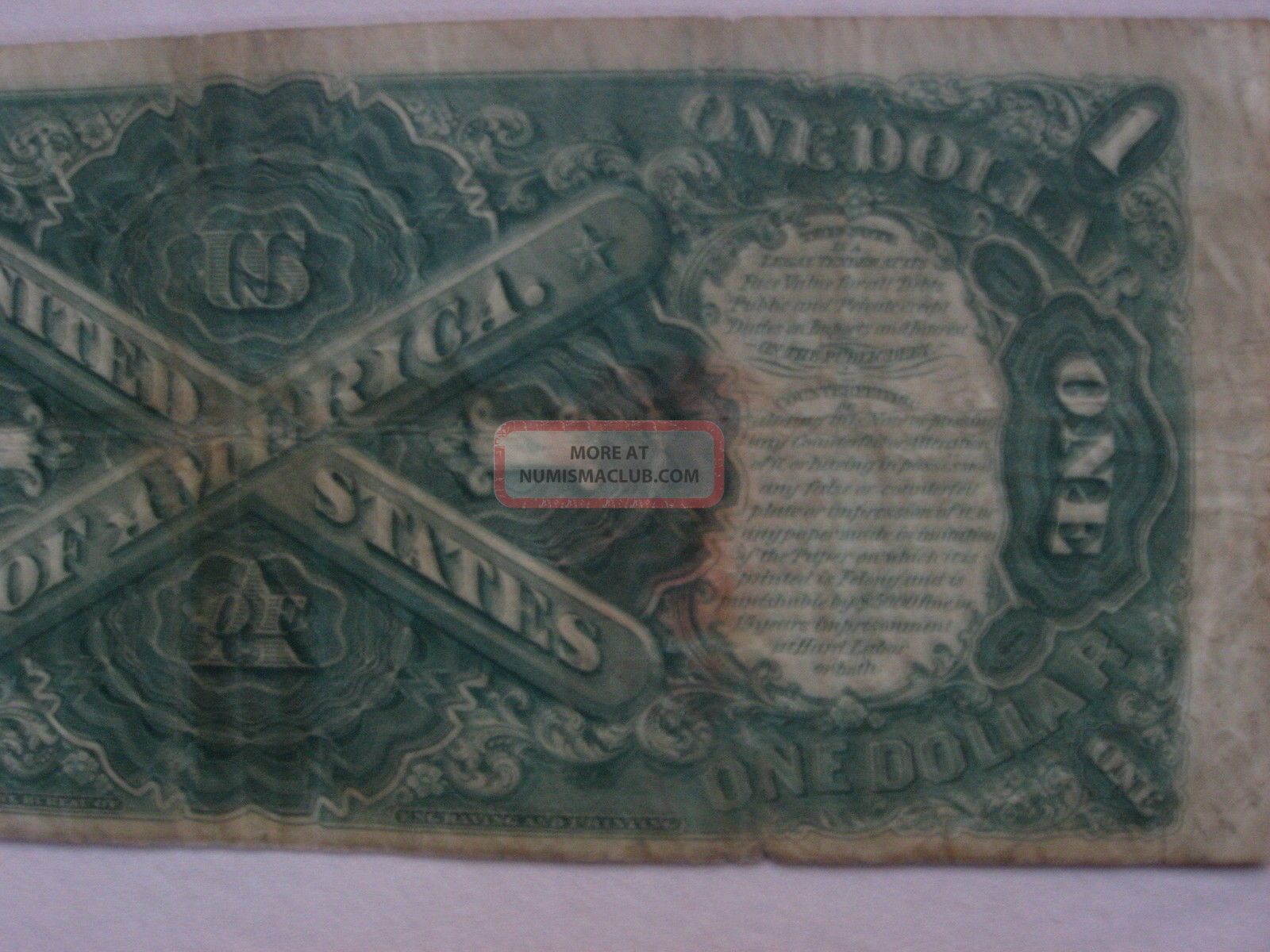 1917 U. S. Large One Dollar Bill, Red Seal Circulated