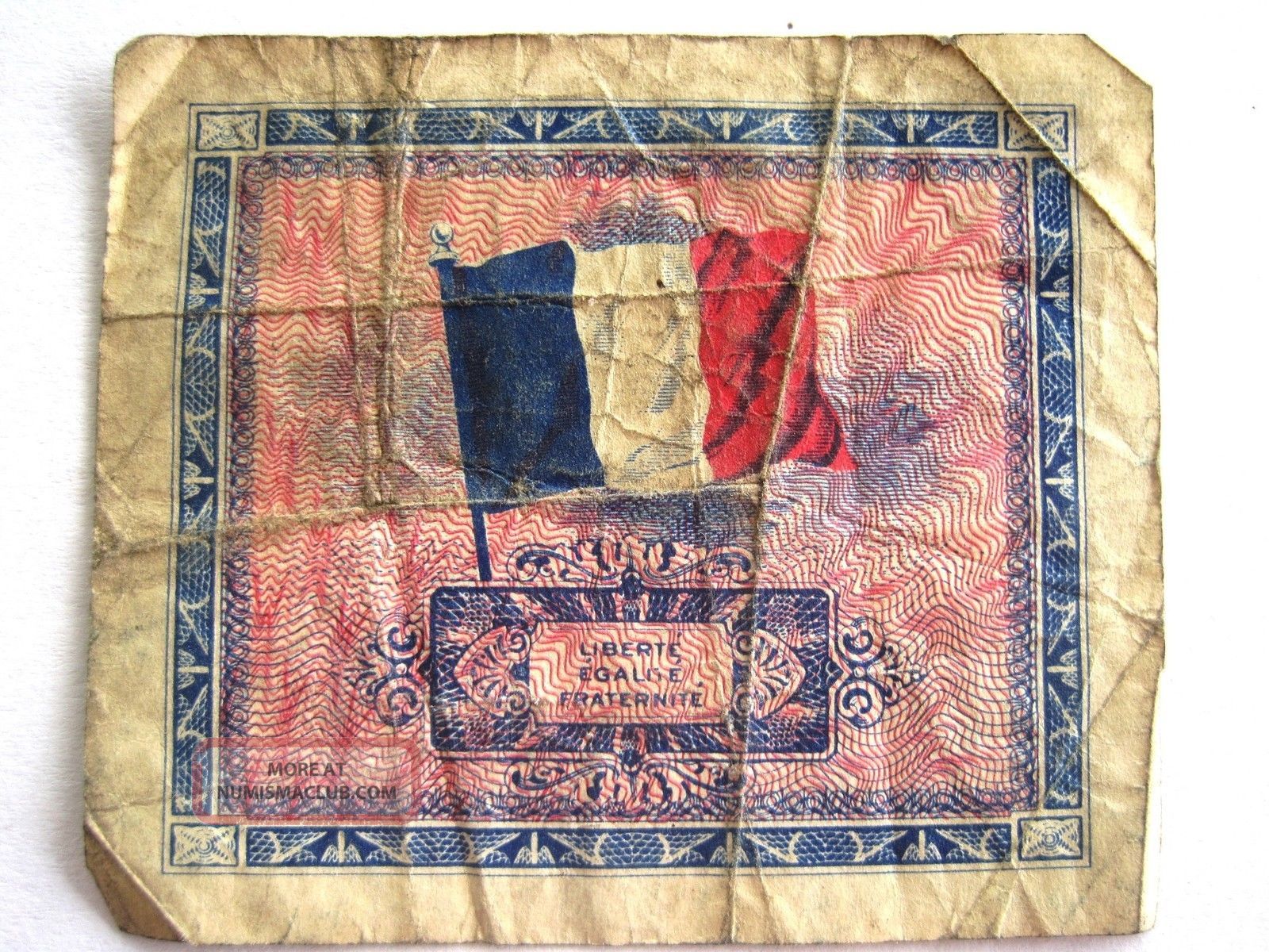 Vintage Emis En France Cinq 5 Francs 23064182 World War Ii Note 1944