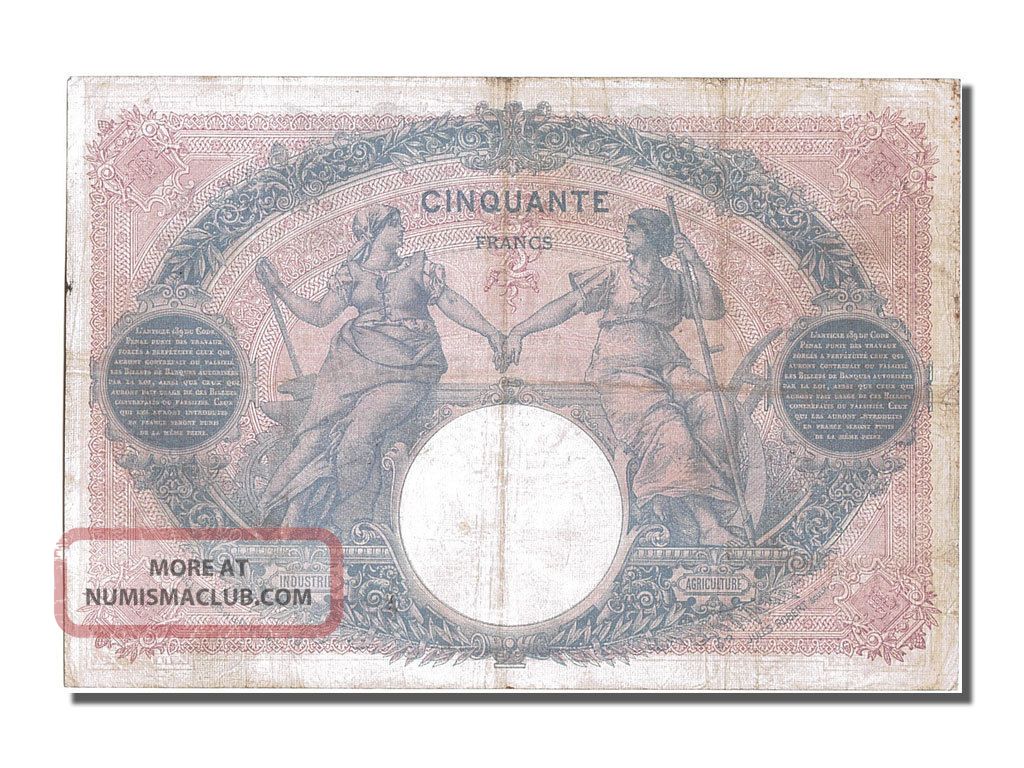 French Paper Money, 50 Francs Type Bleu Et Rose, 09 Décembre 1910 ...