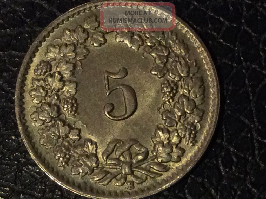1953 B Swiss Coin 5 Rappen Confoederatio Helvitica Circulated Ungraded