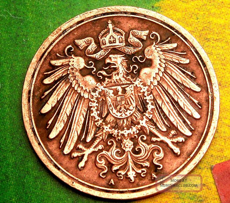 Xx - Rare 1907 - A German Empire Reich 1 Pfennig Copper Germany Coin ...