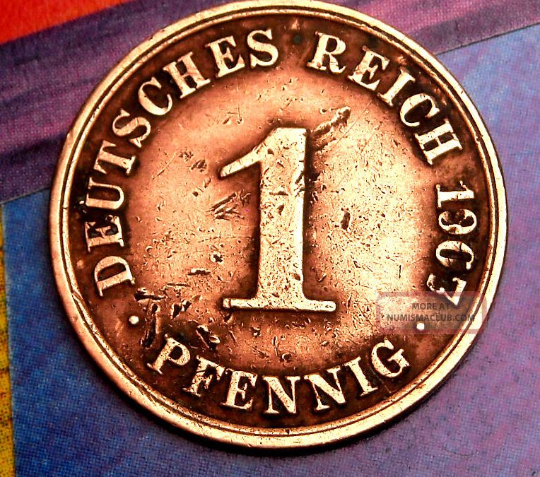 Xx - Rare 1907 - A German Empire Reich 1 Pfennig Copper Germany Coin ...