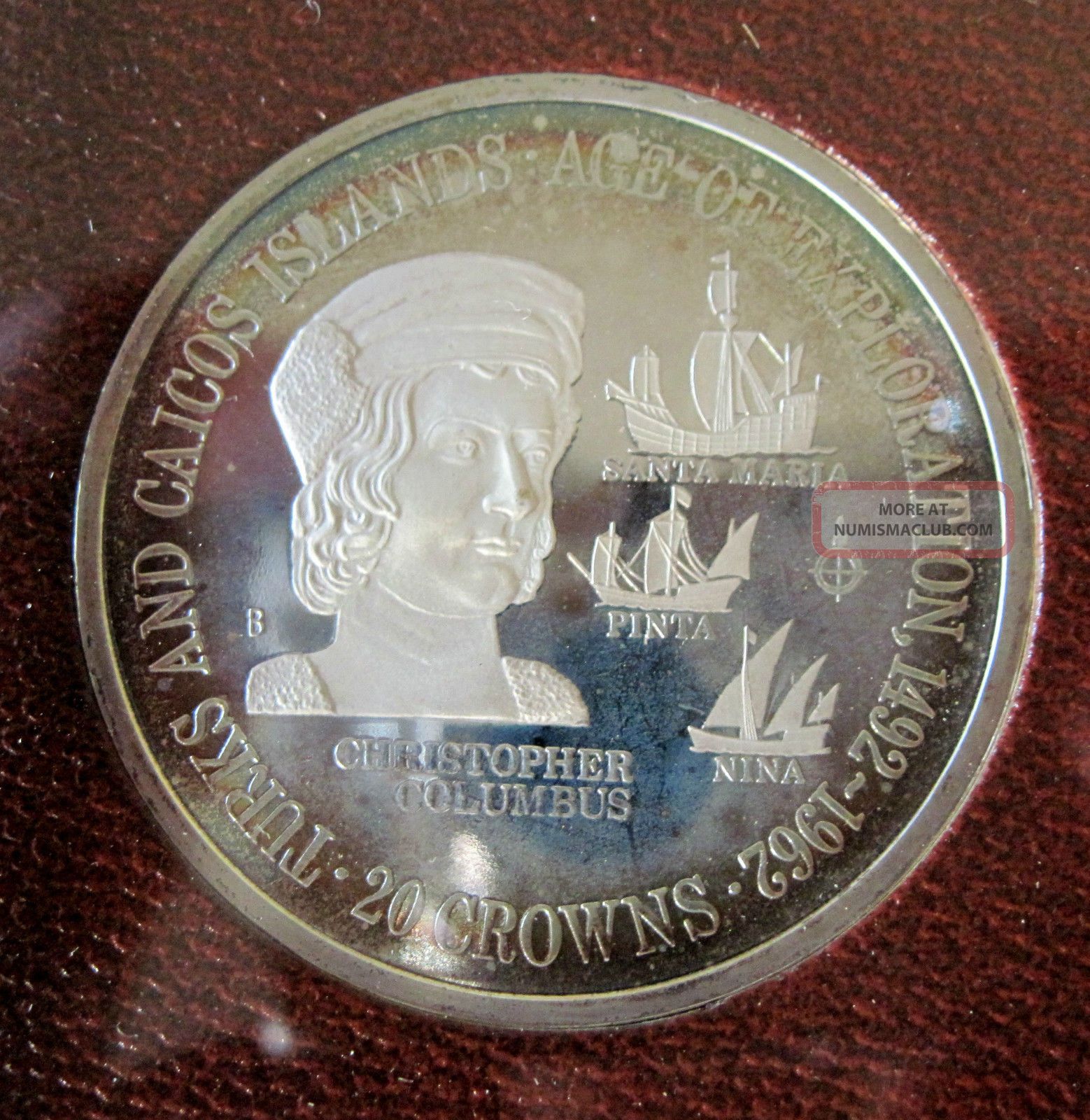 1975 Turks And Caicos Islands 20 Crowns Silver Proof With