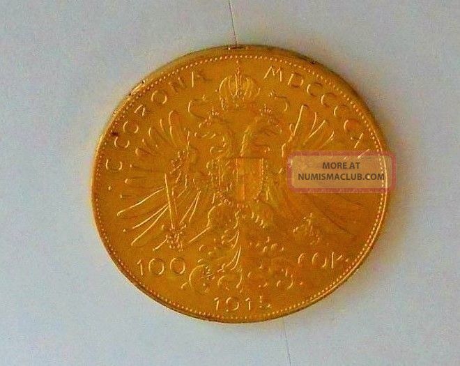 Gem 1 Oz Gold 1915 100 Corona. 9802 Oz. Pure Gold