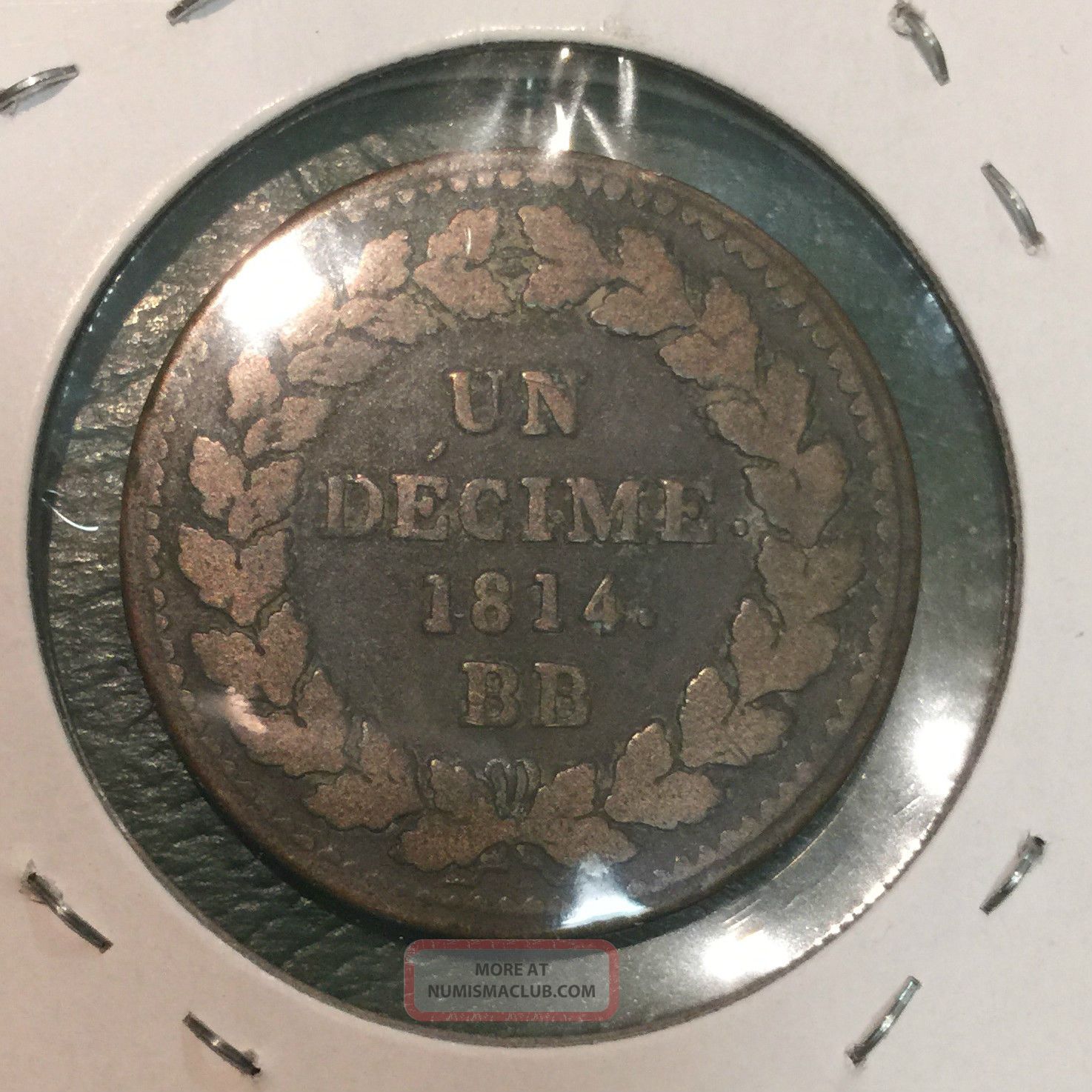 L@@k France Coin 1814bb Un Decime Provisional Coinage Pretty Rare