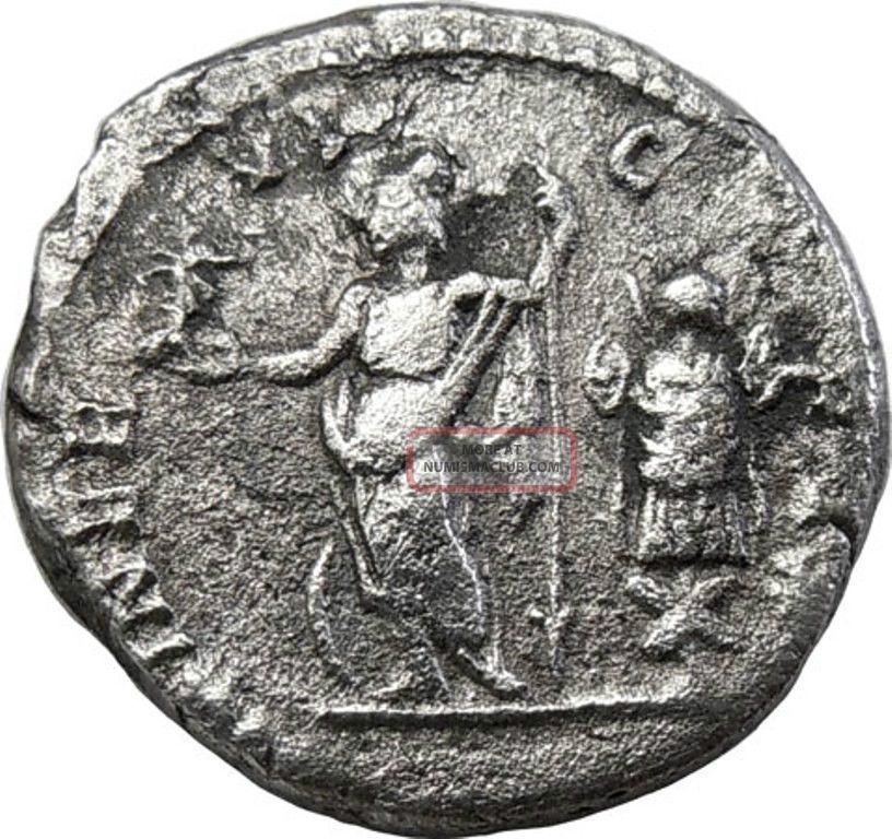 Caracalla Ar Denarius Minerva Holding Victory Authentic Ancient Roman Coin