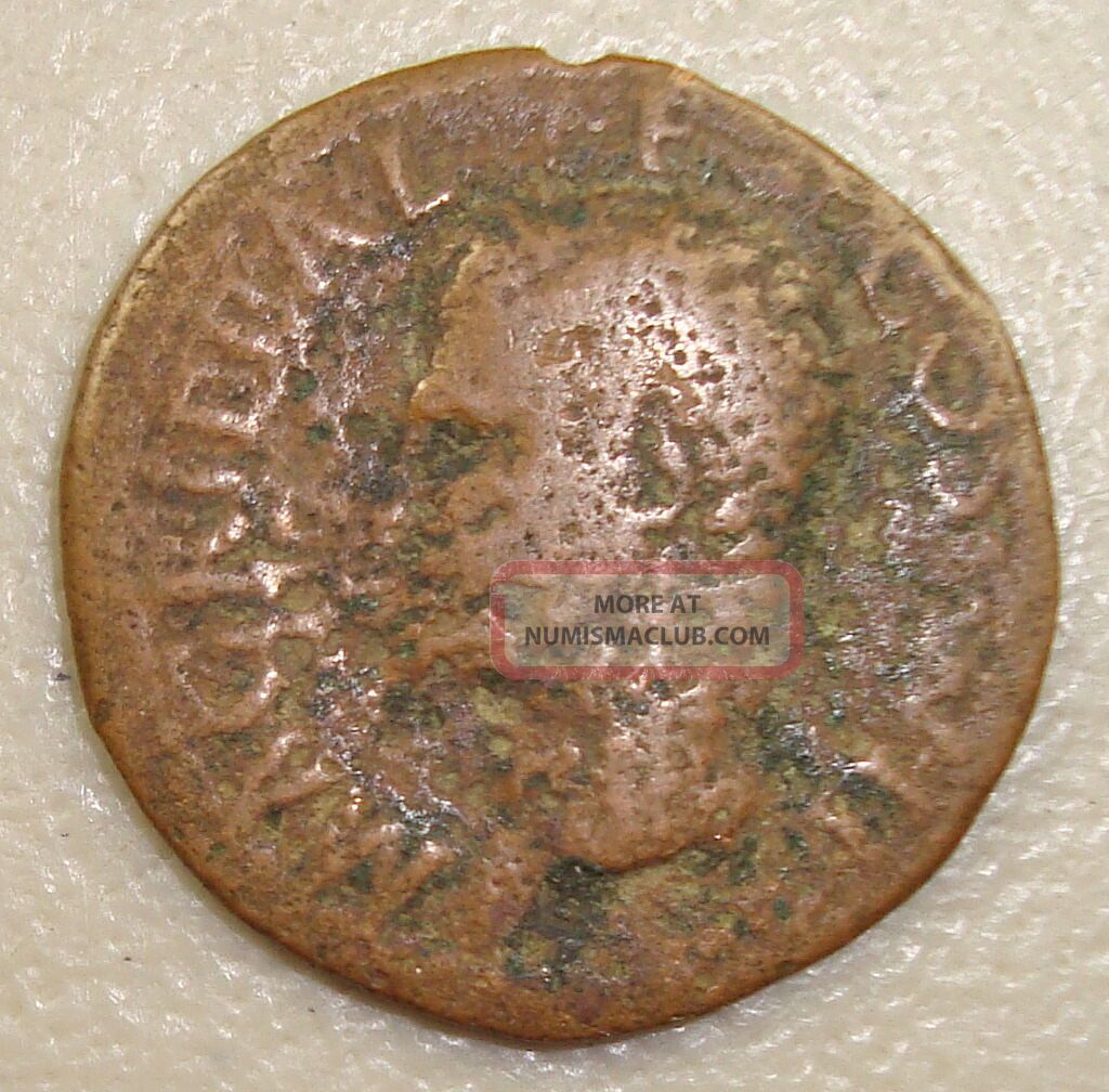 38 Ad Agrippa Ancient Roman Copper As, 8. 8 Grams 28 Mm
