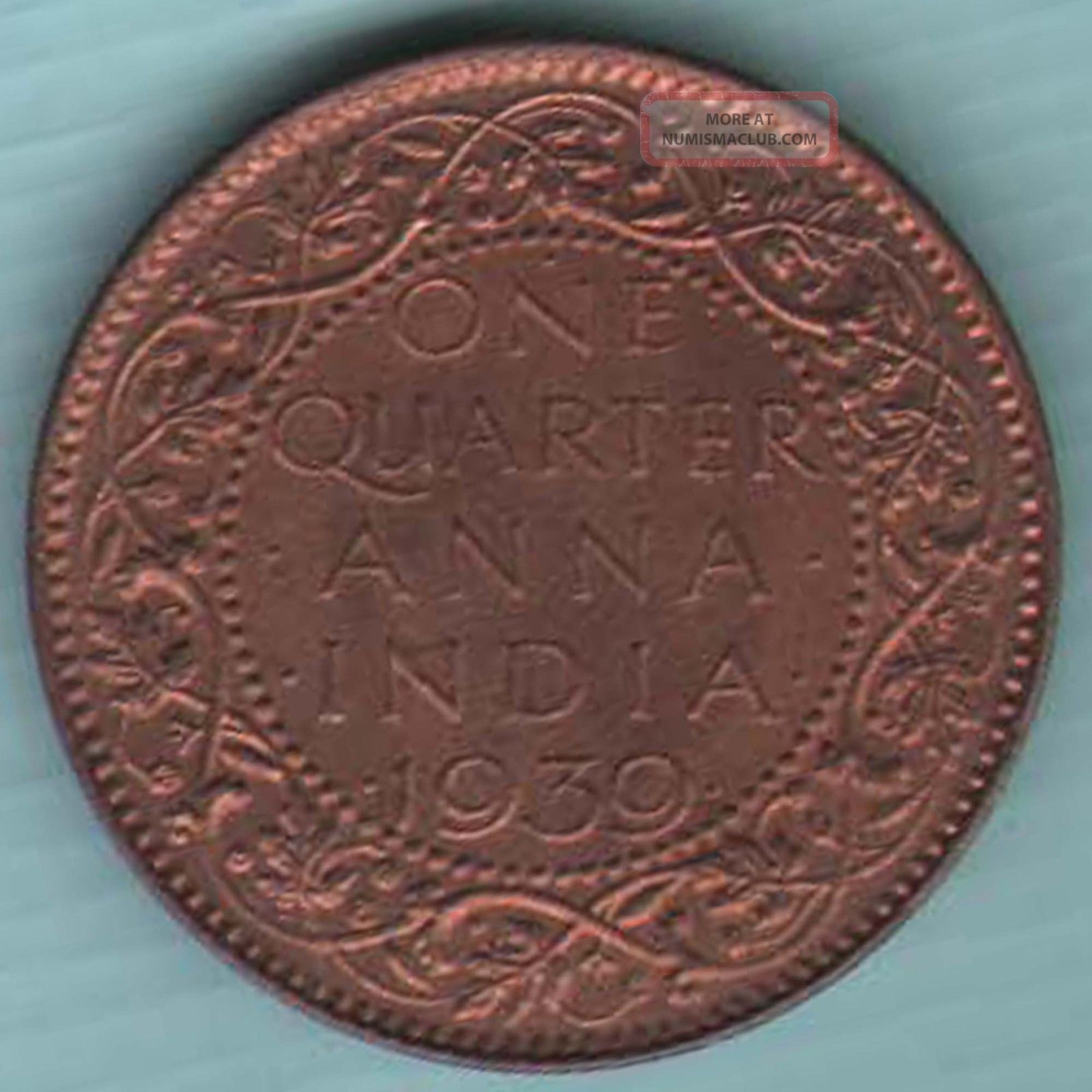 British India - 1939 - One Quarter Anna - Kg Vi - Rare Coin Z - 65
