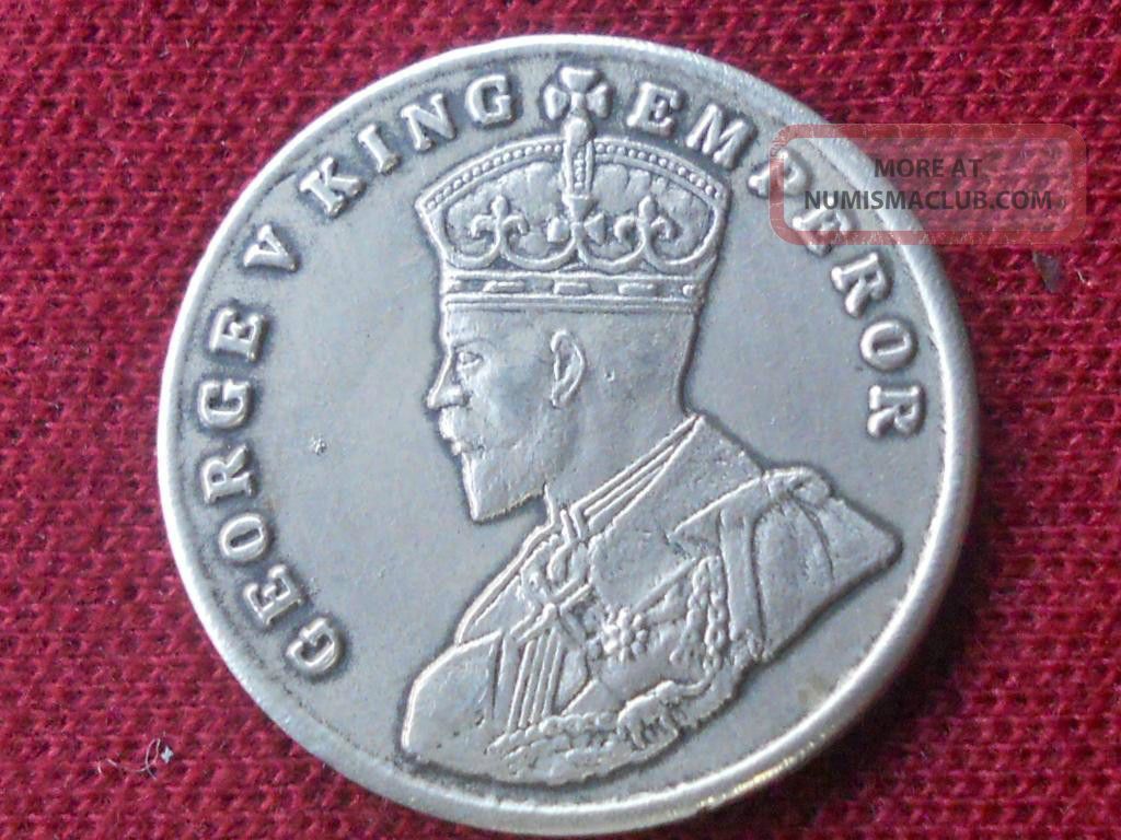 8 Annas British India 1919 George V King Very Rare Coin