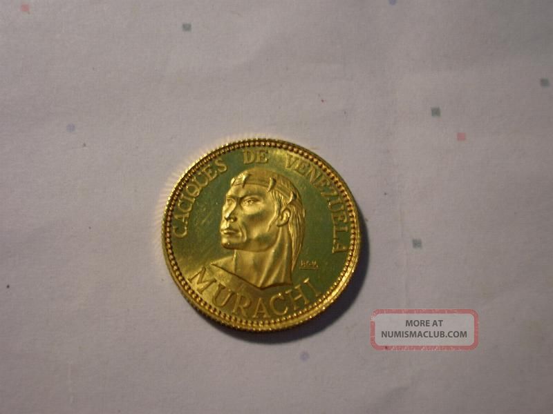 Uncirculated Caciques De Venezuela. 900 Solid 22k Gold Coin Chief ...