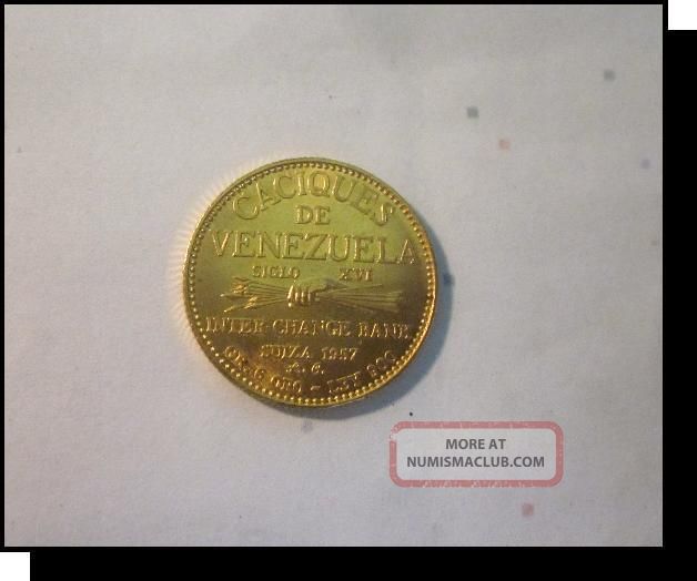 Uncirculated Caciques De Venezuela. 900 Solid 22k Gold Coin Chief ...