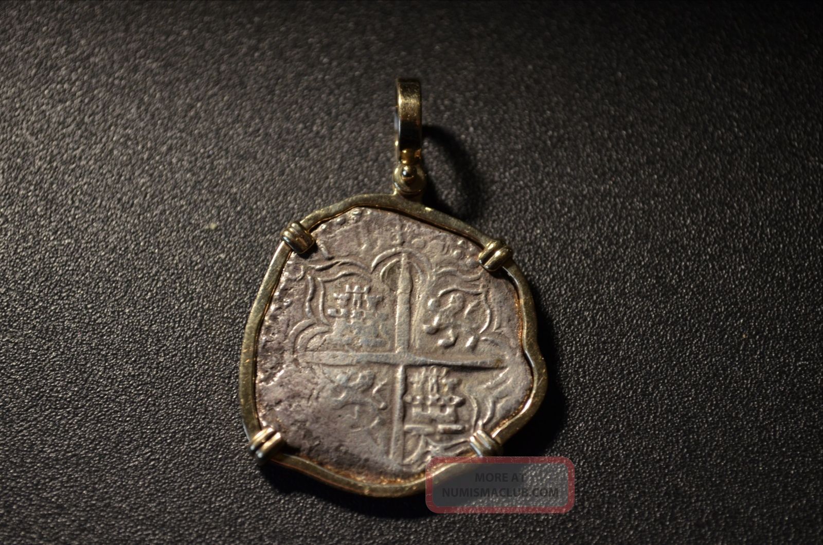 Atocha 4 Reales Grade 2 Silver Coin Mounted In 14k Gold Bezel Mel Fisher