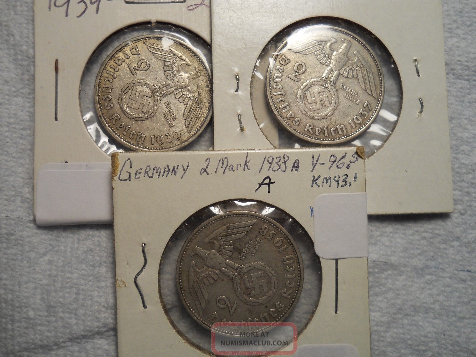 1937 1938 1939 A Pre - Ww2 Nazi 2 Reichsmark Silver Coin German Third ...